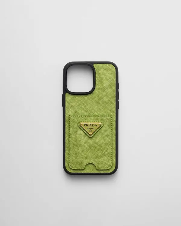 Prada Saffiano Leather Case For Iphone 16 Pro Max - Lawn Green